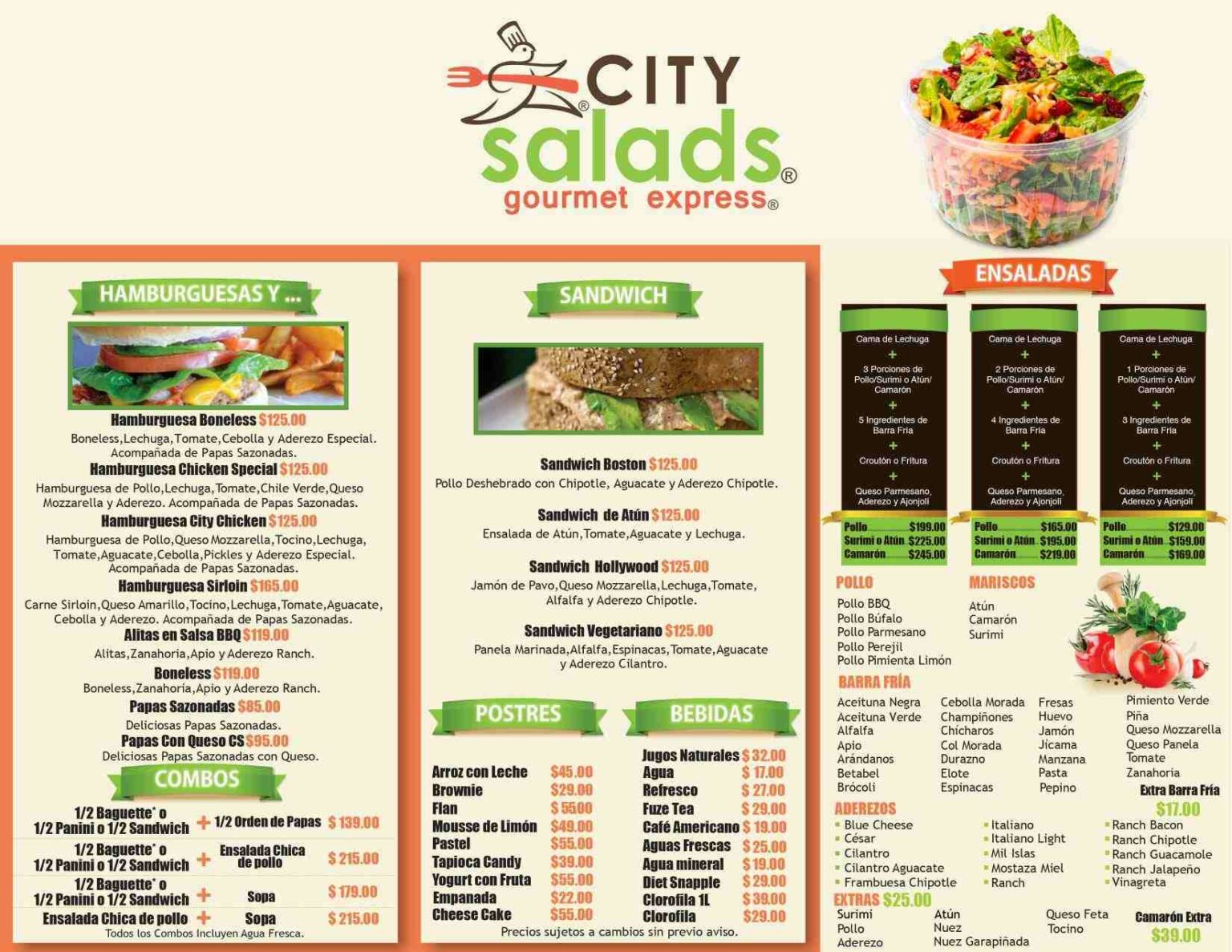 City salads Menú Precios México Actualizado (enero 2026)