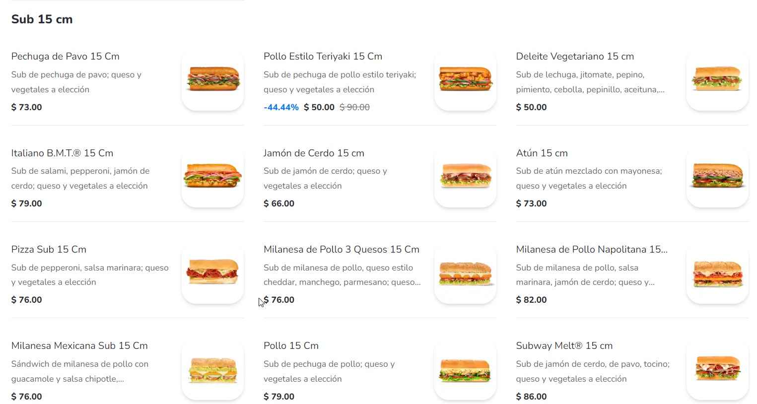 SUBWAY MENÚ PRECIOS MÉXICO ACTUALIZADOS (diciembre 2025)