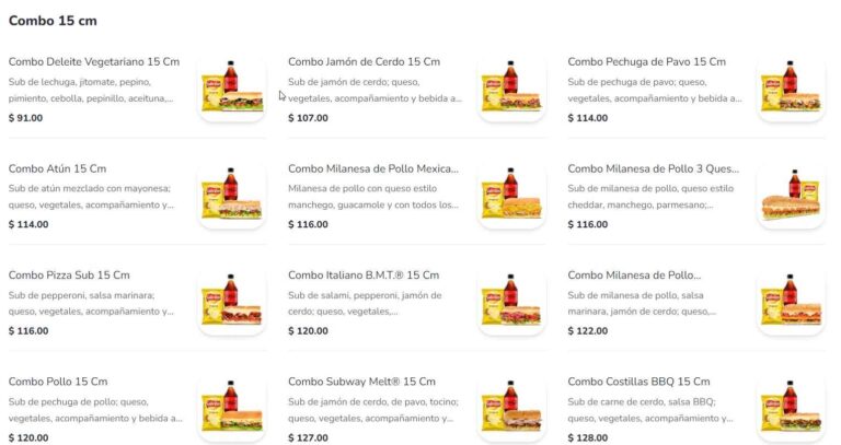 SUBWAY MENÚ PRECIOS MÉXICO ACTUALIZADOS (enero 2026)