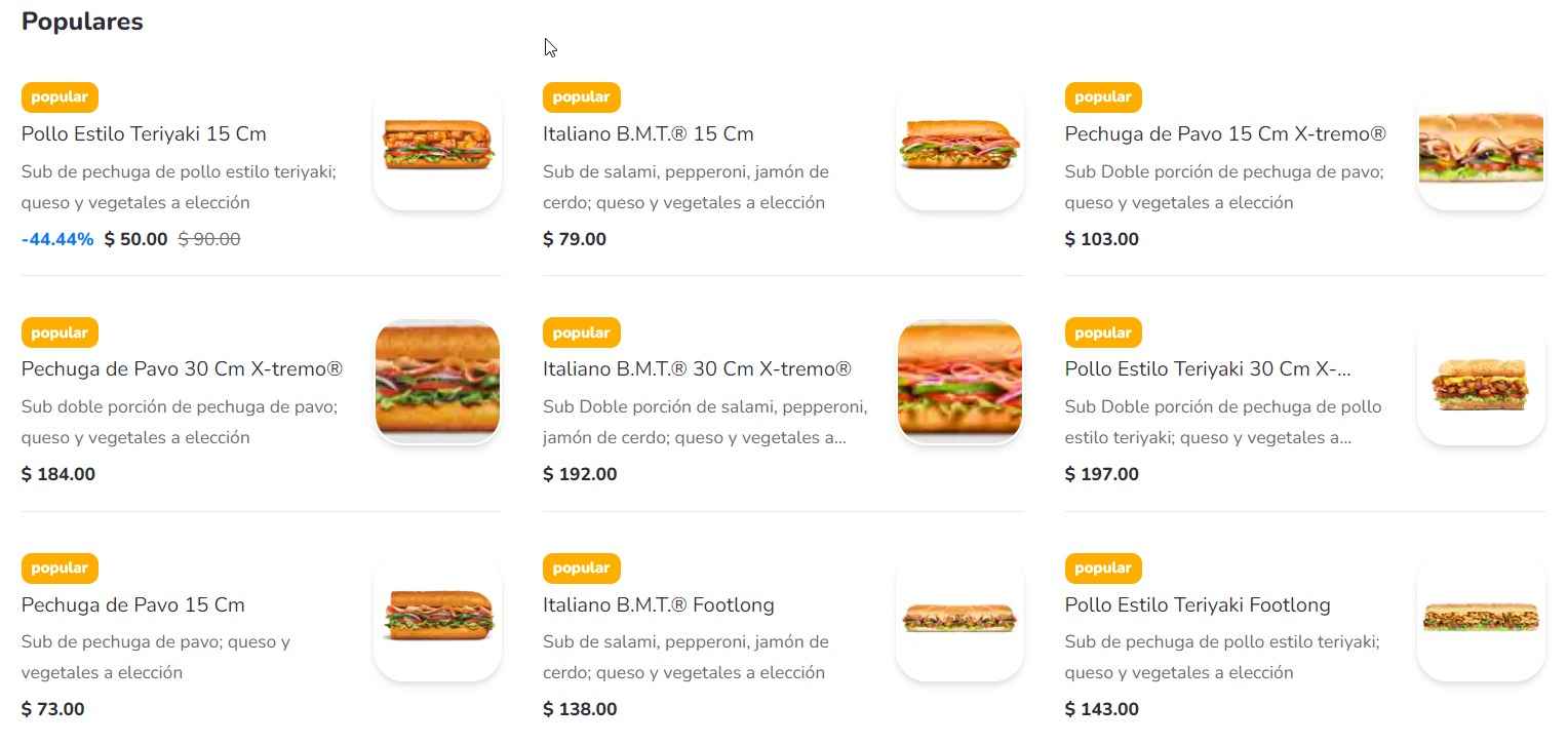 SUBWAY MENÚ PRECIOS MÉXICO ACTUALIZADOS (diciembre 2025)