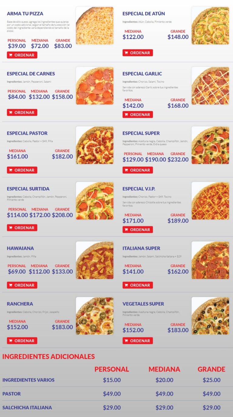 Super Pizza Menú Precios México Actualizado (mayo 2026)