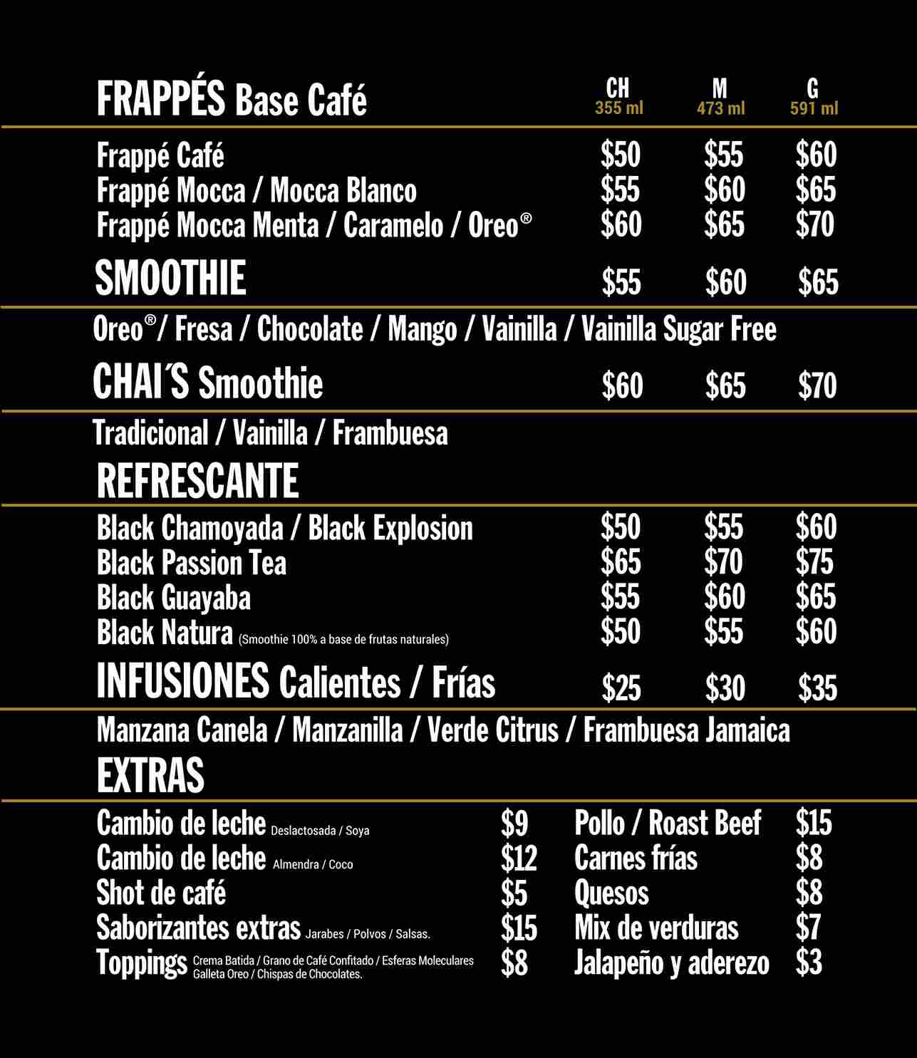 Black Coffee Gallery Menú Precios México Actualizado (diciembre 2025)