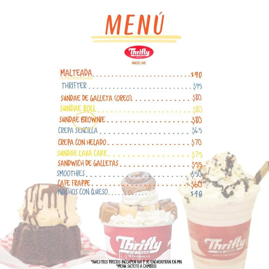 Helados Thrifty Menú Precios México Actualizado (diciembre 2025)