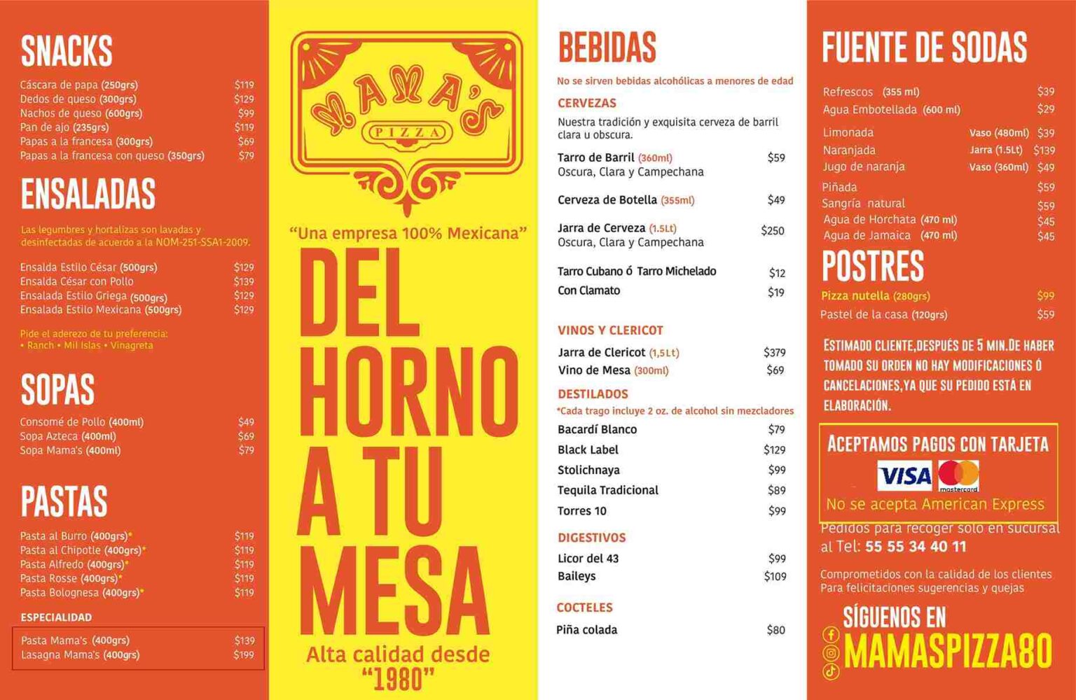 Mama's Pizza Menú Precios México Actualizado (junio 2026)