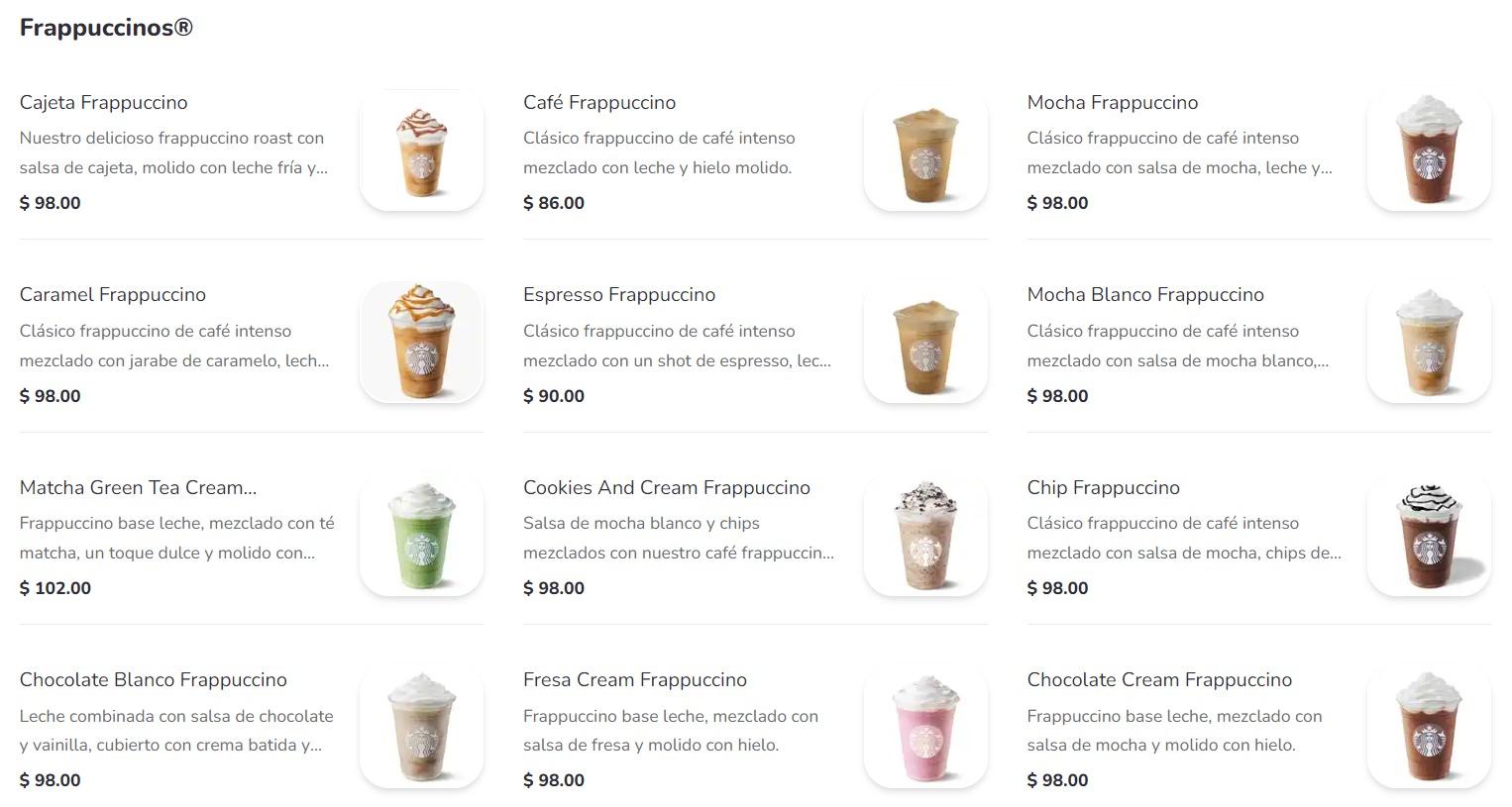 Starbucks Menú Precios México Actualizado (noviembre 2025)